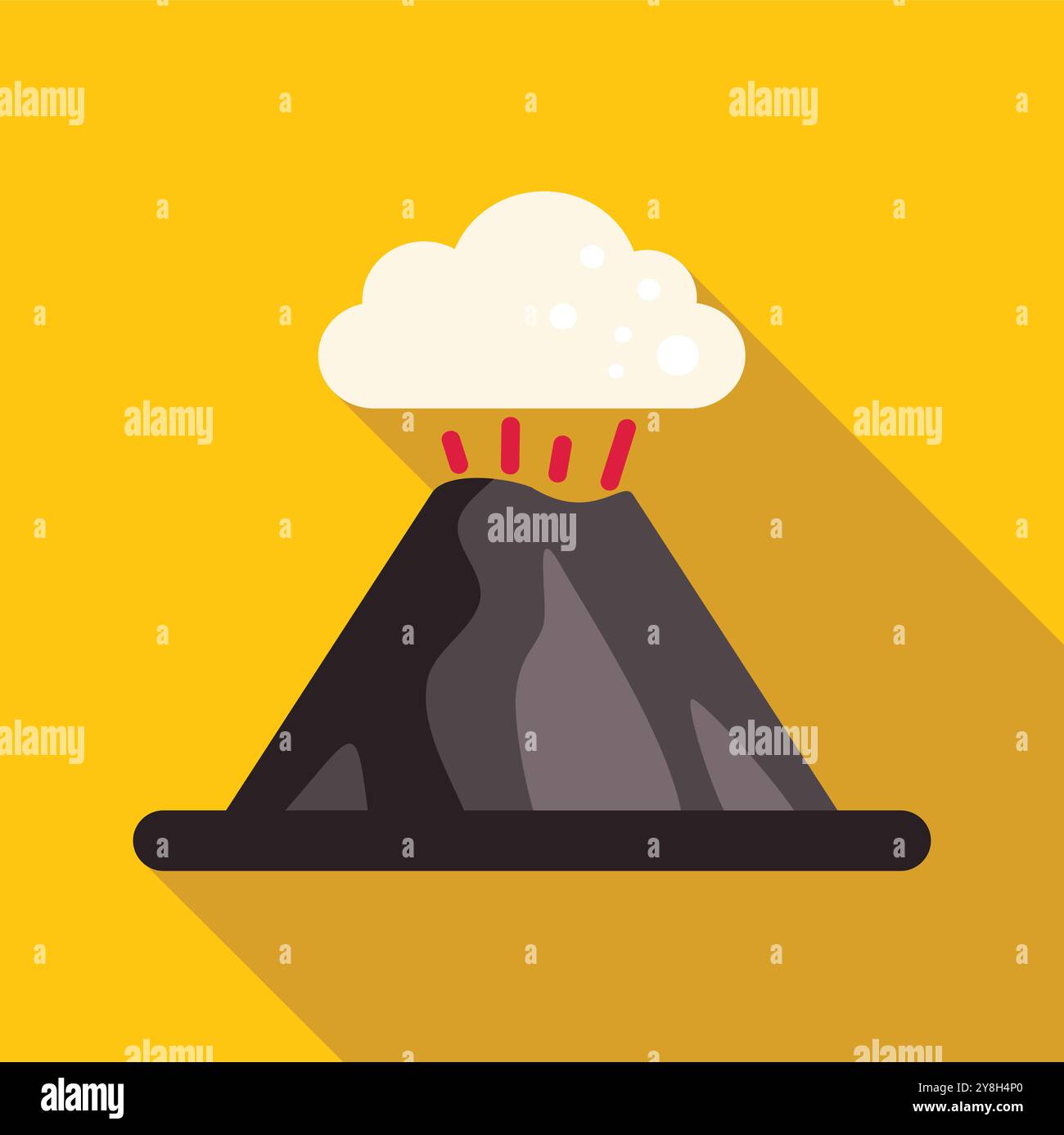 Volcano erupting with lava and ash cloud, a natural disaster Stock ...