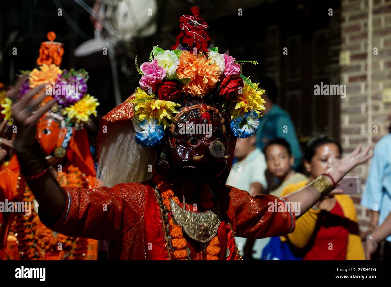A masked dancer performe a dance during the Astamatrika naach in ...