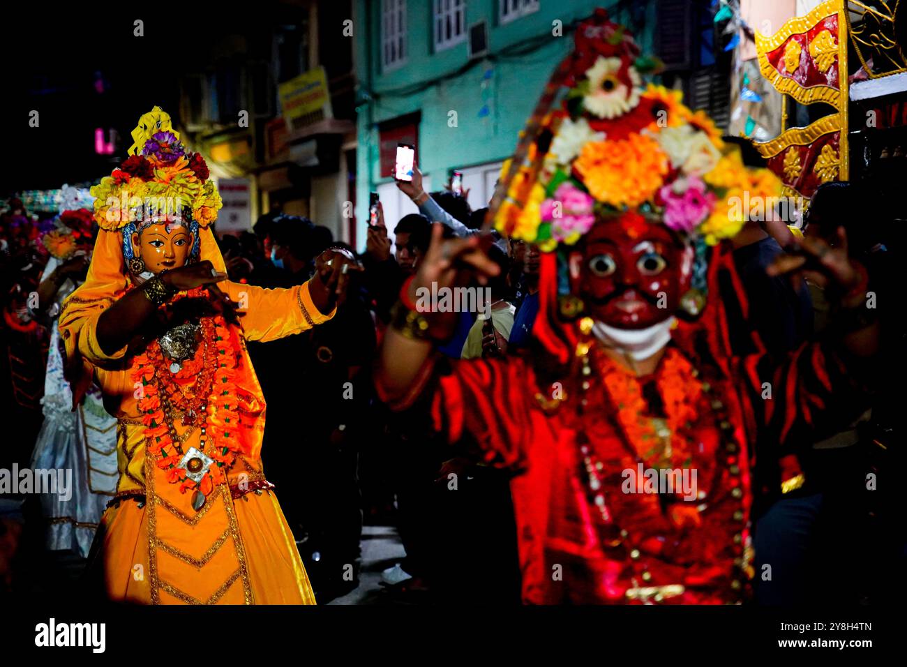 A masked dancer performe a dance during the Astamatrika naach in ...