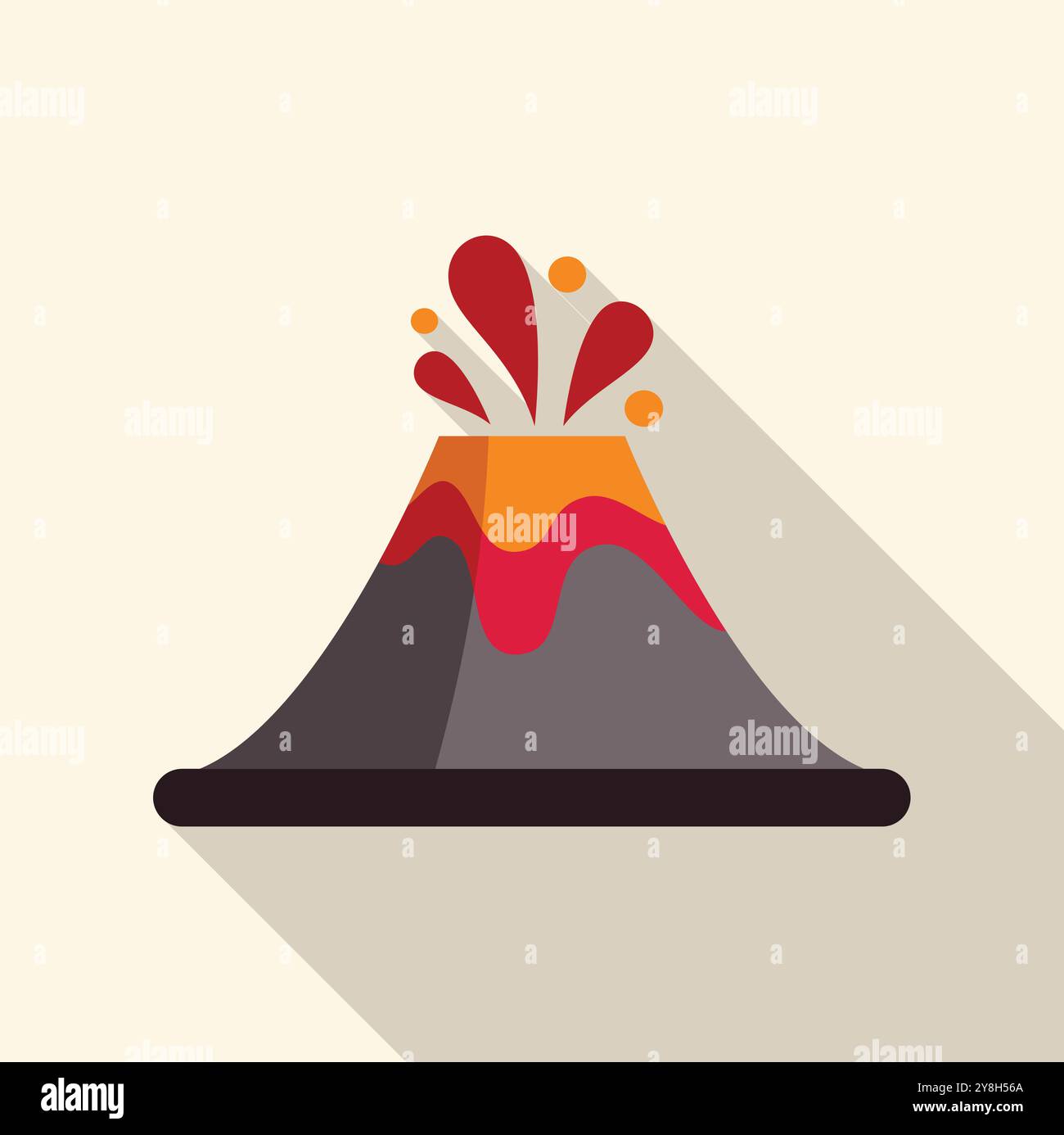 Minimalist vector illustration of an erupting volcano, designed in a ...