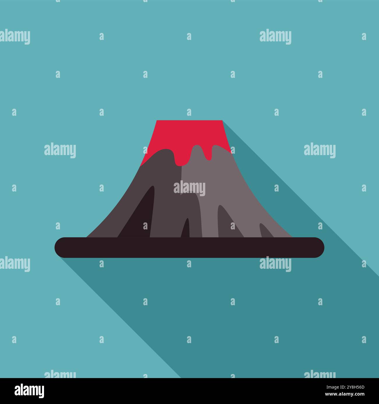 Volcano erupting with molten lava flowing down its side, a symbol of ...