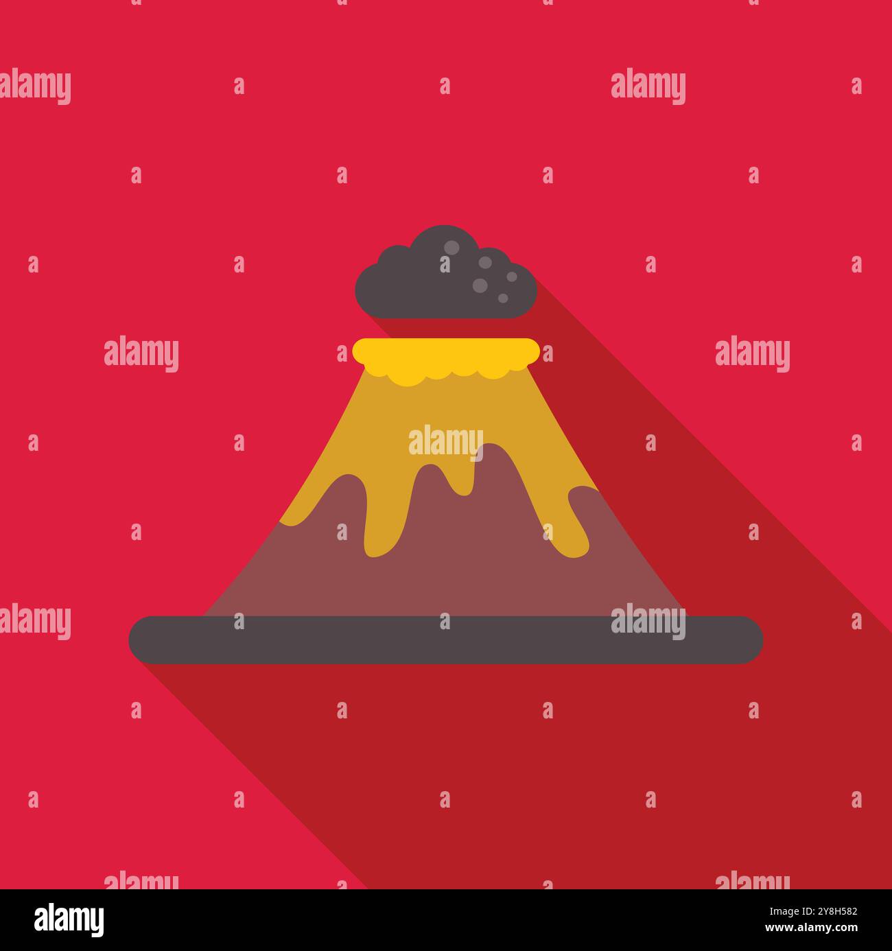 Volcano is erupting, spewing molten lava and a cloud of ash into the air Stock Vector Image ...