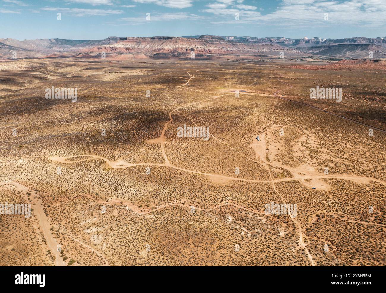 Aerial view of dirt roads in the Hurricane Valley, southern Utah Stock ...