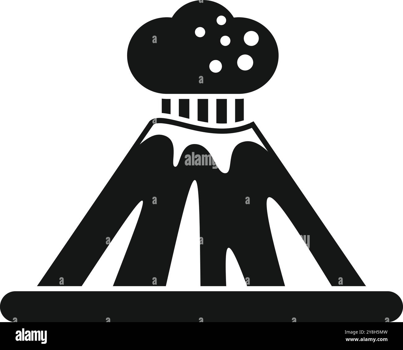 Simple vector illustration of a volcano erupting, with lava flowing and ...