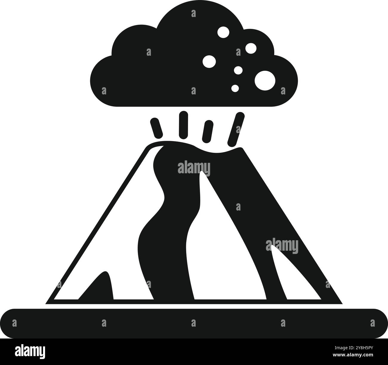 Large black volcano erupting with an ash cloud Stock Vector Image & Art ...