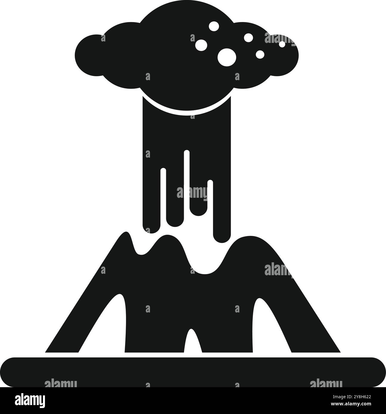 Black and white vector illustration of a radioactive cloud polluting ...
