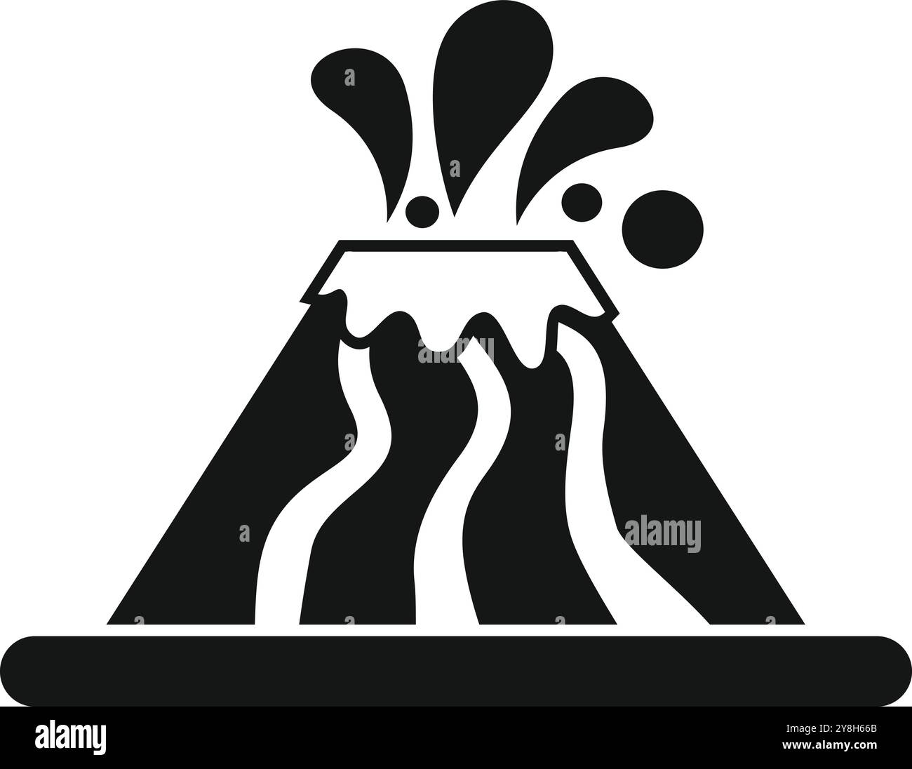 Black and white vector illustration of a volcano erupting Stock Vector ...