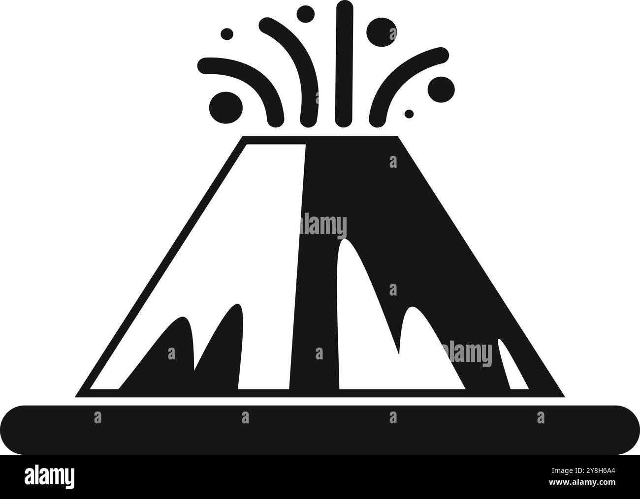 Simple icon of a volcano erupting, with lava flowing down its sides and ...