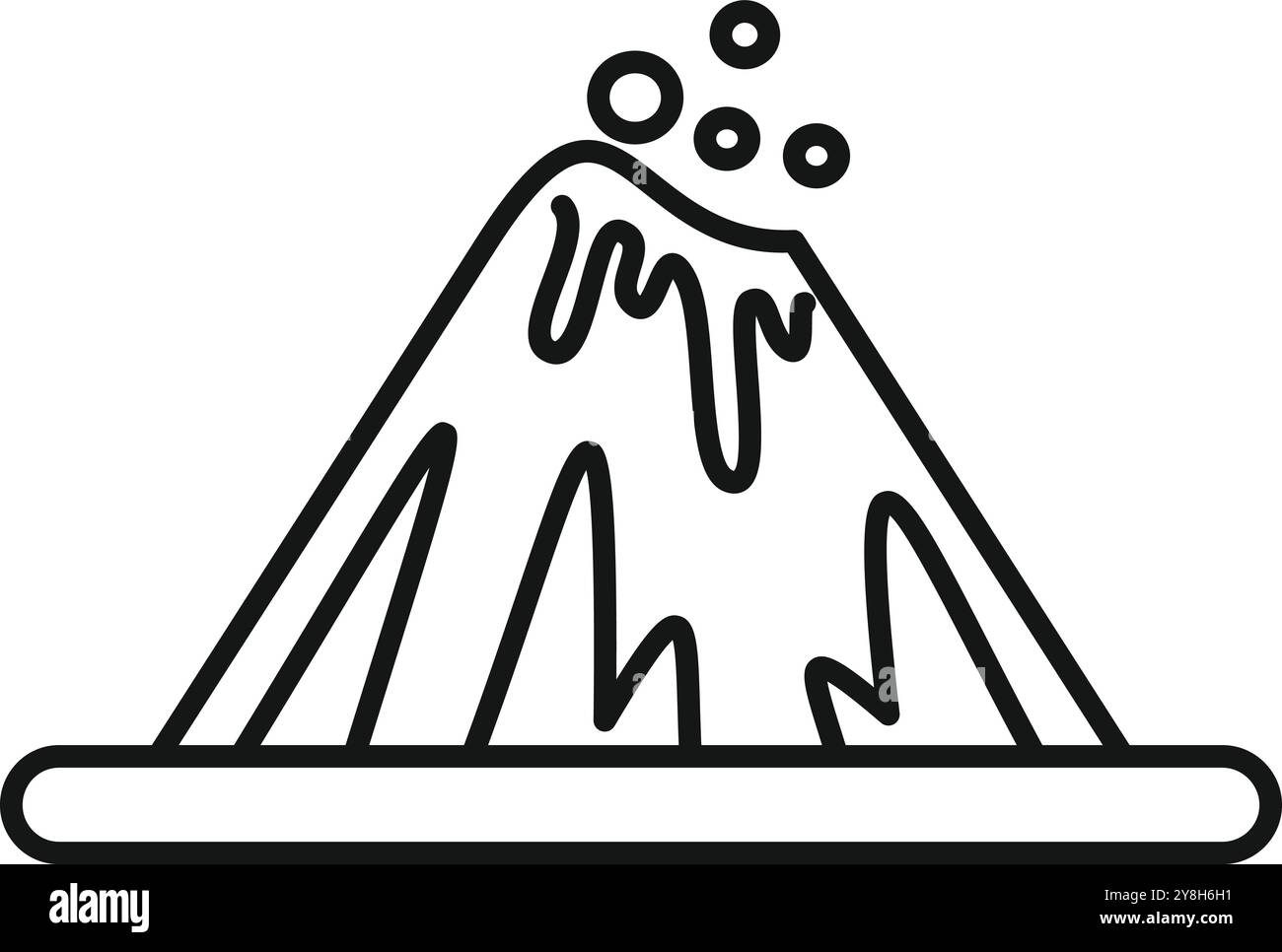 Minimalist icon of a volcano erupting, with lava flowing down its sides ...