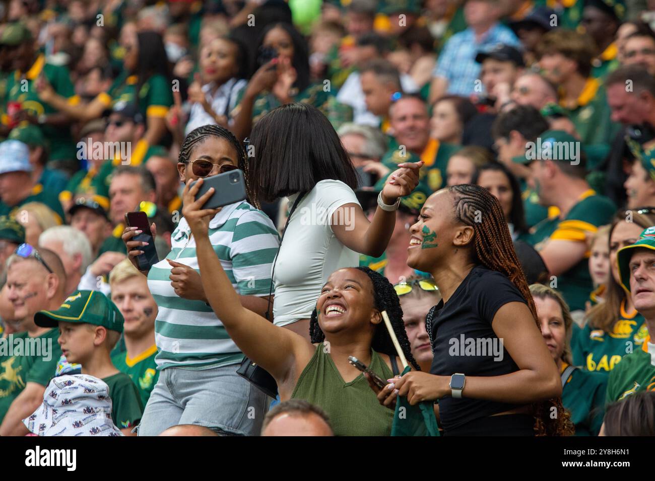 Excited Springbok fans at the Castle Lager Rugby Championship 2024 ...