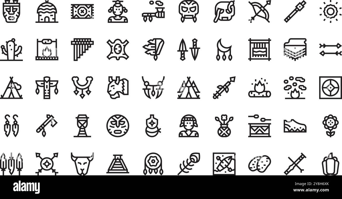 American indigenous icons High-Quality Vector Icons Collection with ...