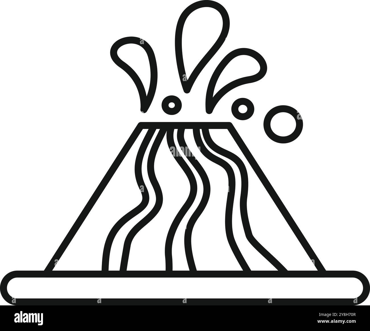 Volcano erupting hot lava from magma chamber line art icon Stock Vector ...