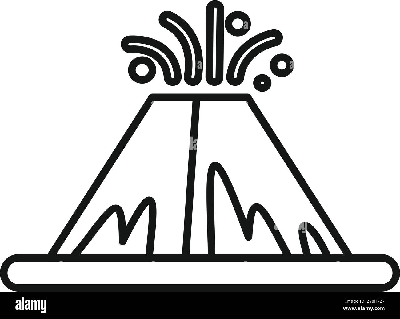 Simple line drawing of a volcano erupting, with ash and lava flowing ...