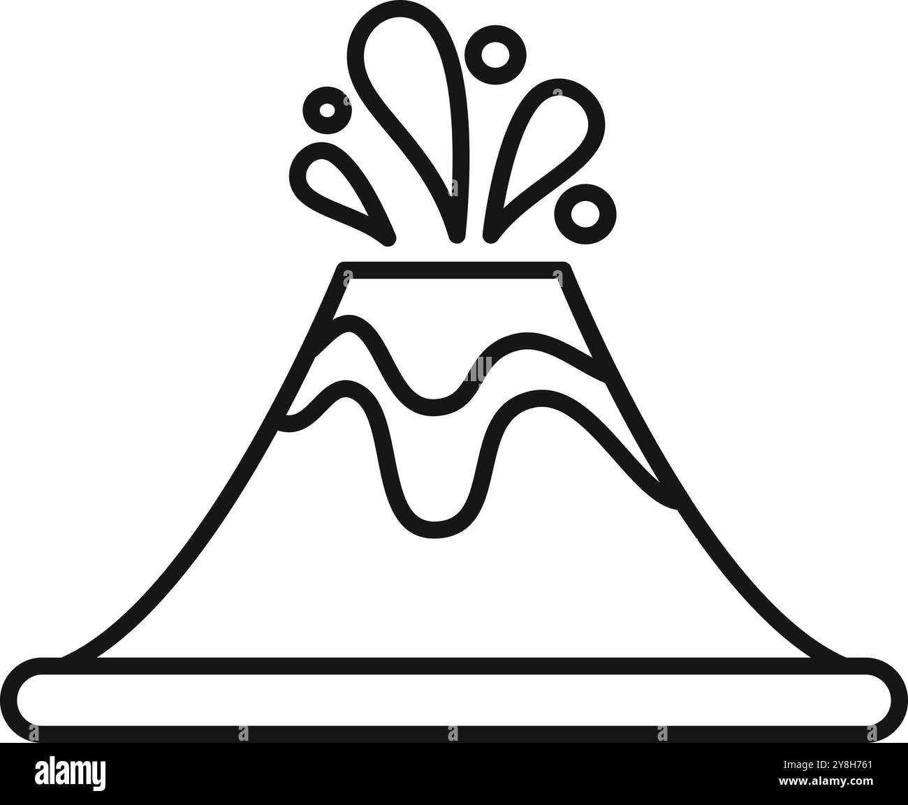 Simple line drawing of a volcano erupting, with lava flowing down its ... Simple line drawing of a volcano erupting, with lava flowing down its ...