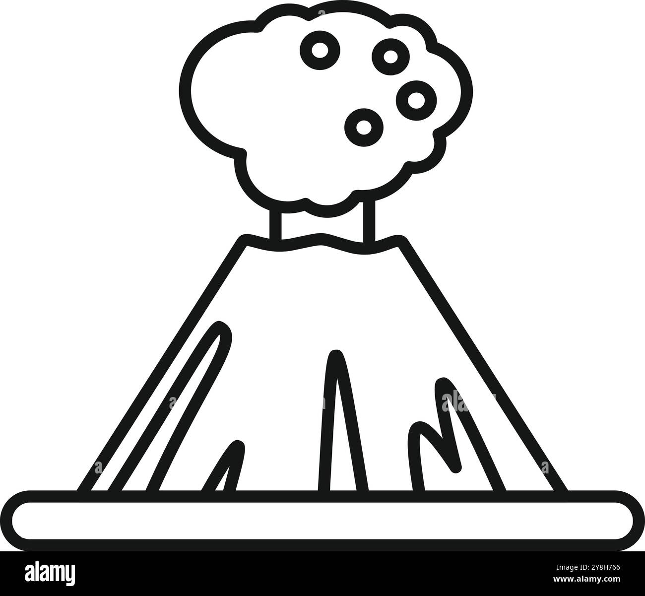 Simple line art icon drawing of a volcano erupting smoke Stock Vector ...