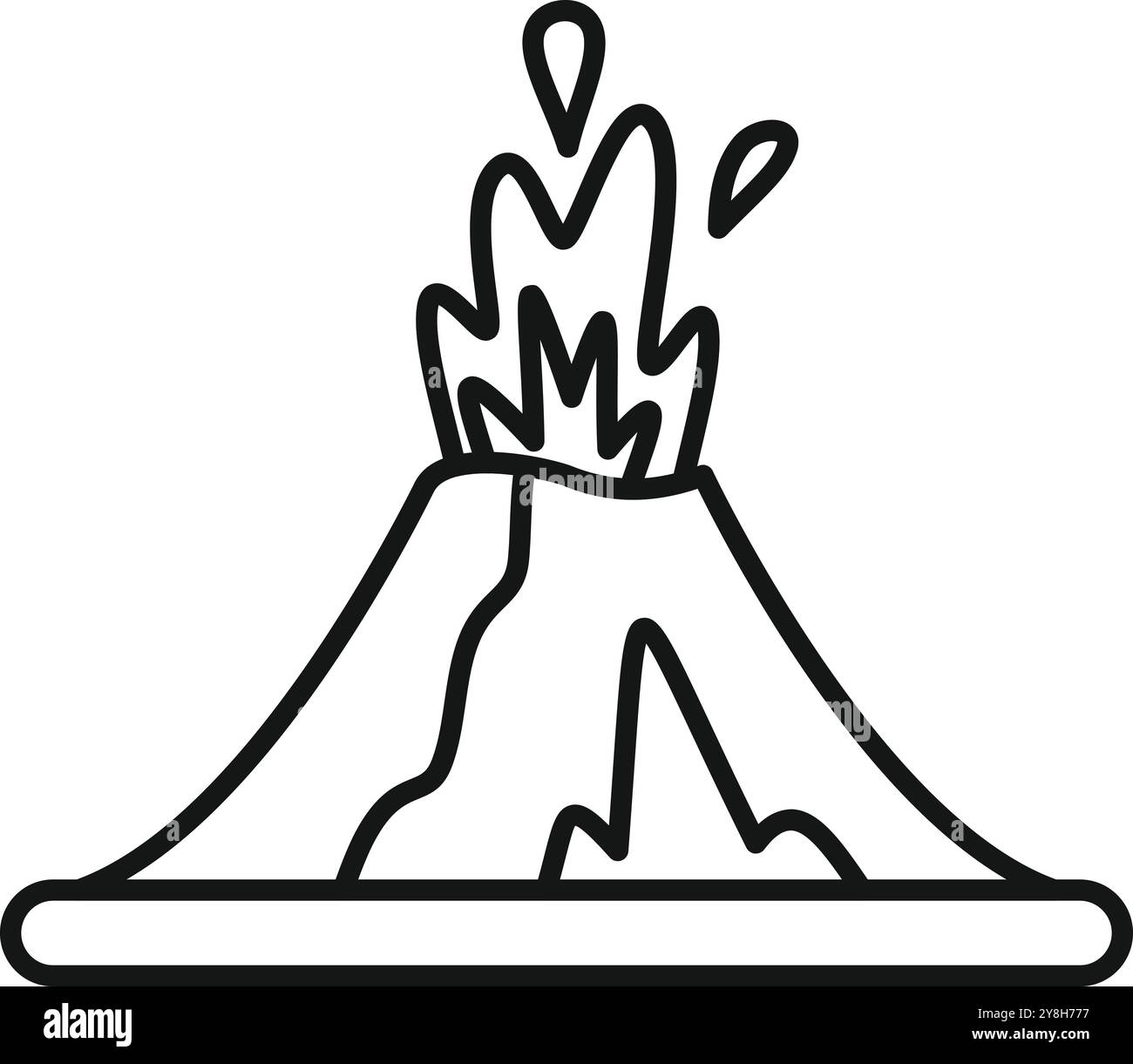 Volcano erupting hot lava outline icon for web, mobile and infographics ...