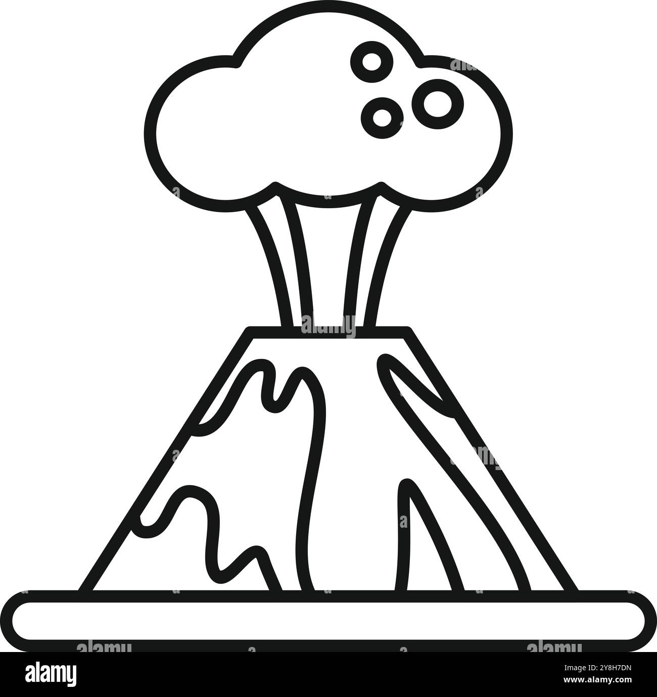 Simple line drawing of an erupting volcano with ash cloud Stock Vector ...