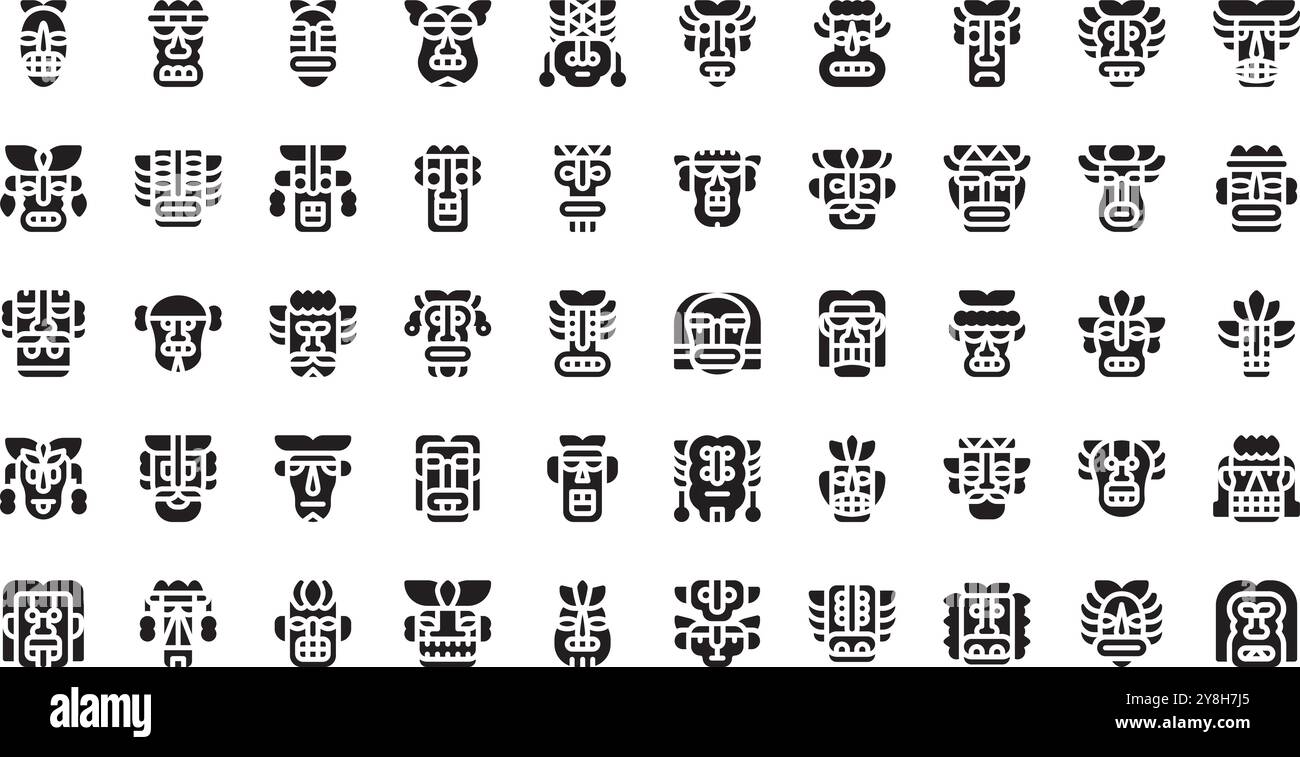 Tiki idols icons High-Quality Vector Icons Collection with Editable ...