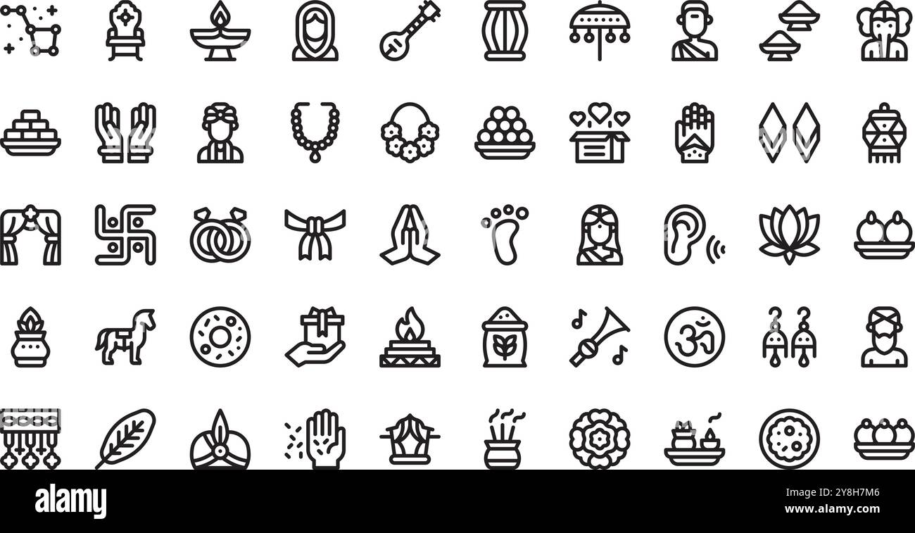 Hindu wedding icons High-Quality Vector Icons Collection with Editable ...