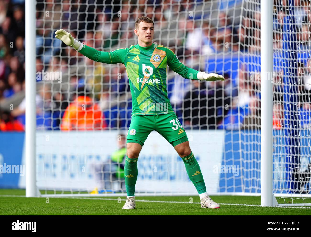 Leicester City goalkeeper Mads Hermansen during the Premier League ...