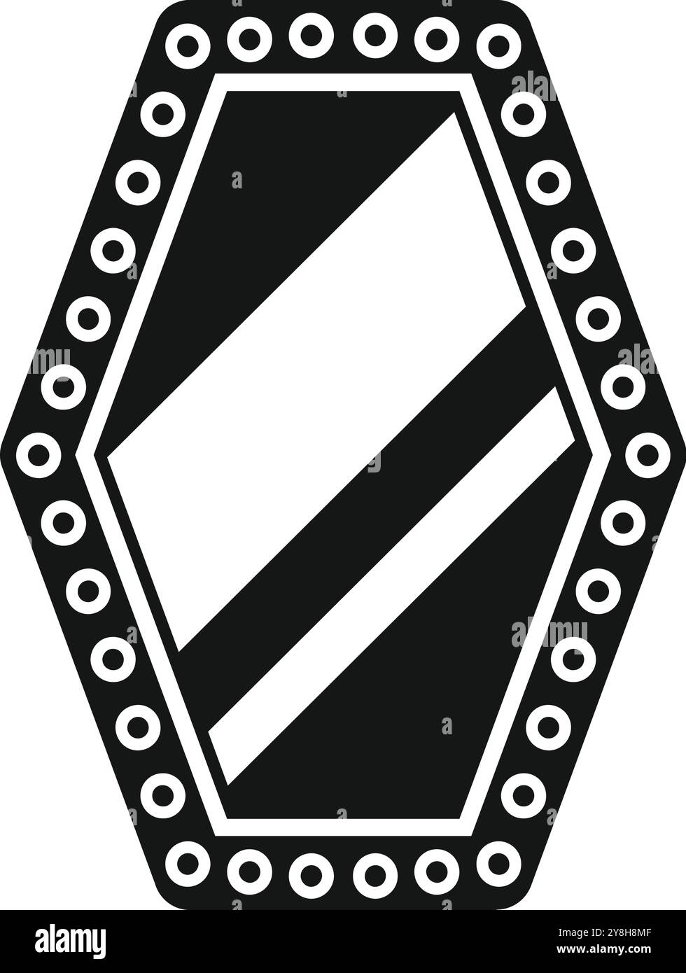 Hexagon mirror with circle frame reflecting light icon in simple style ...