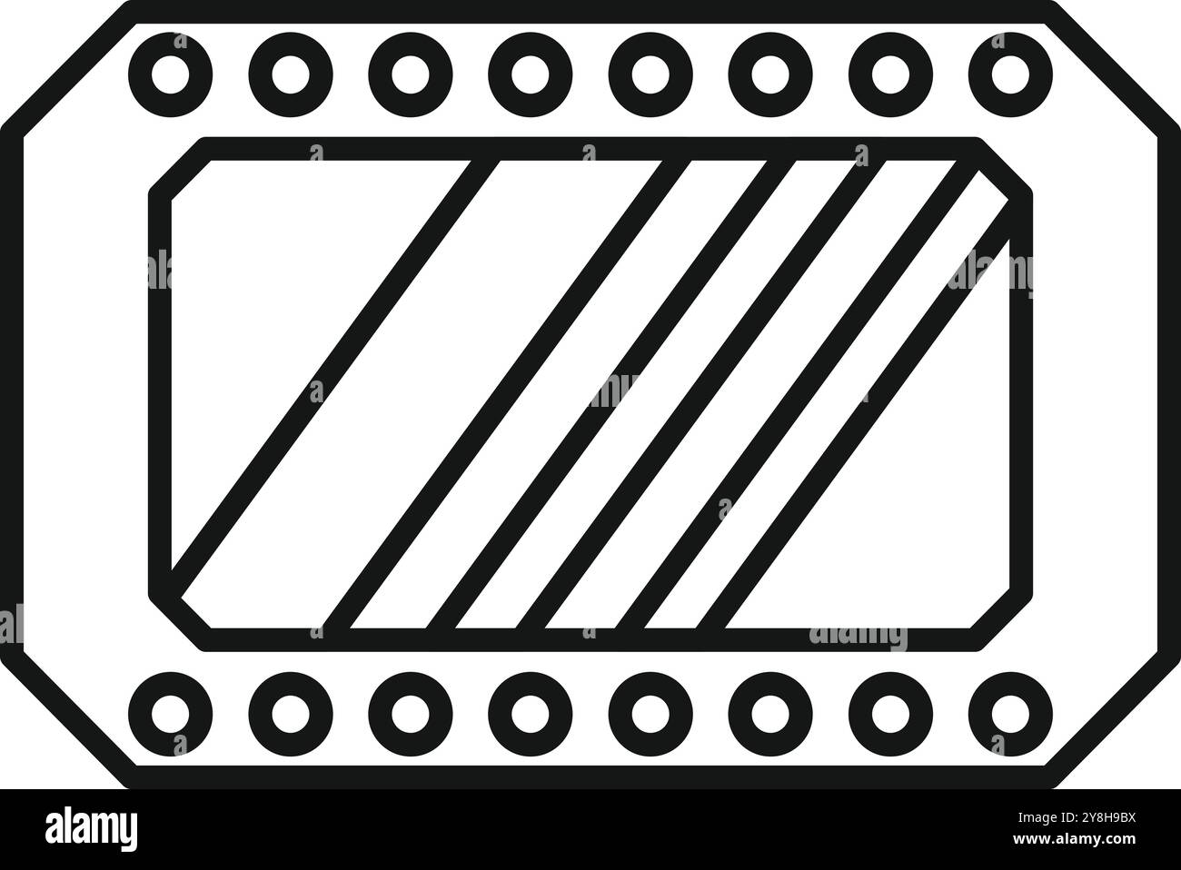 Line drawing icon of a spaceship window showing diagonal lines from a ...