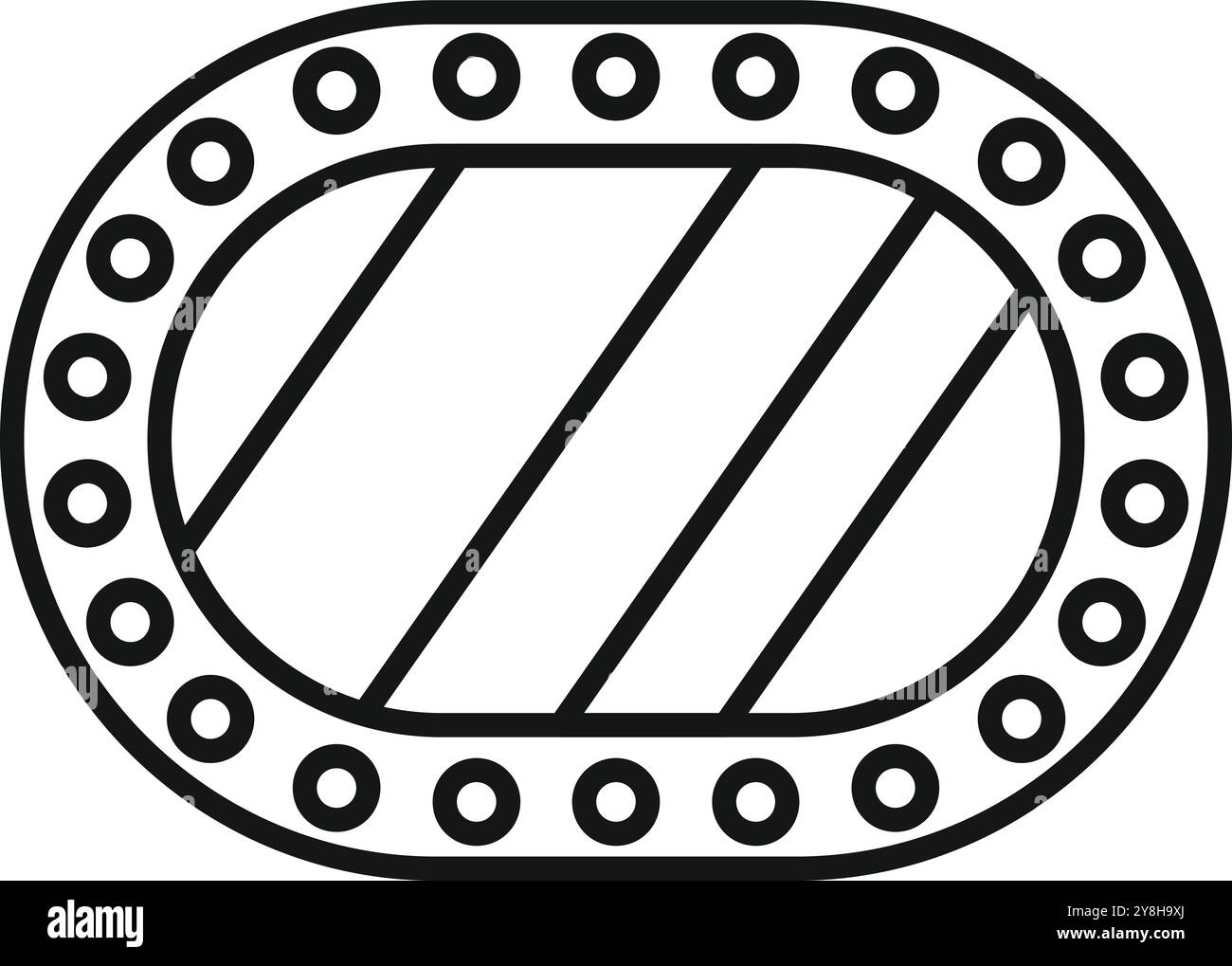 Simple black and white line drawing of an oval porthole illuminating a ...