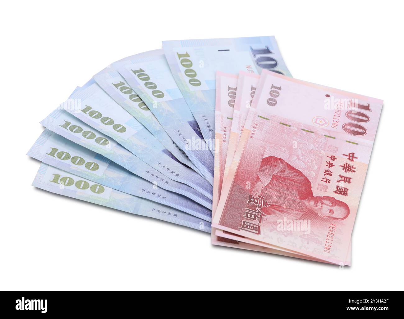 Taiwan dollar banknotes isolated on white background Stock Photo - Alamy