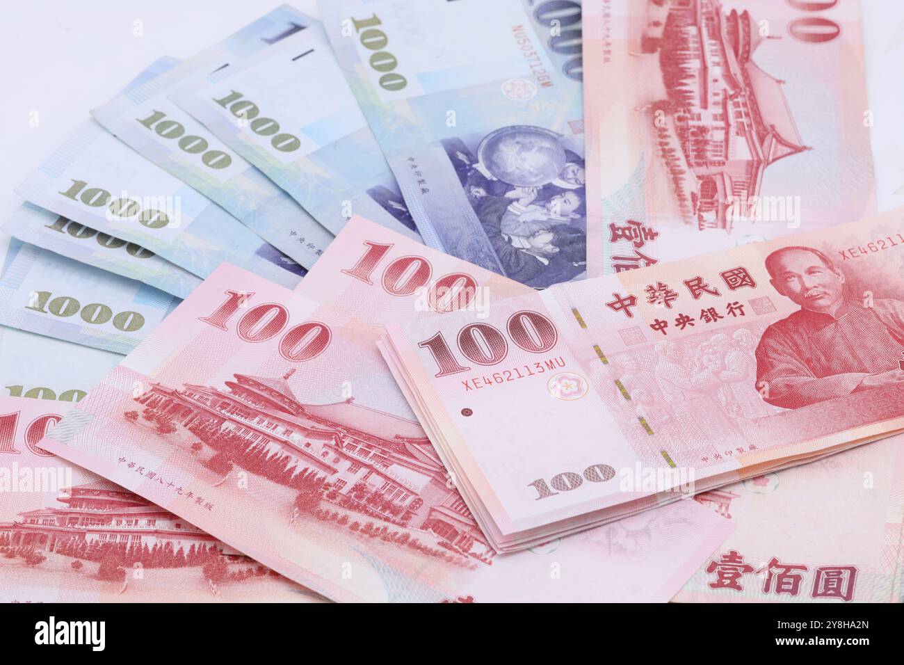 Taiwan dollar banknotes background Stock Photo - Alamy