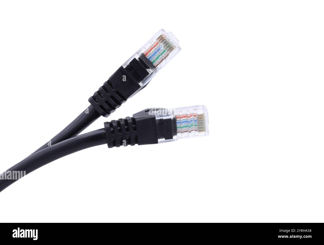 Network cables with molded RJ45 plug isolated on white background Stock ...