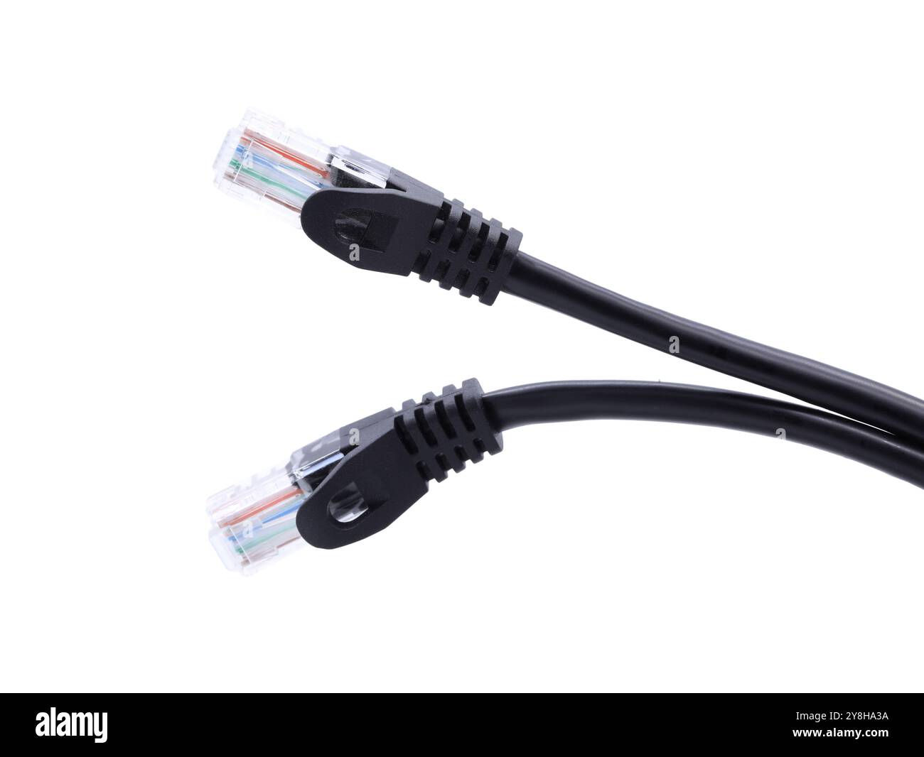 Network cables with molded RJ45 plug isolated on white background Stock ...