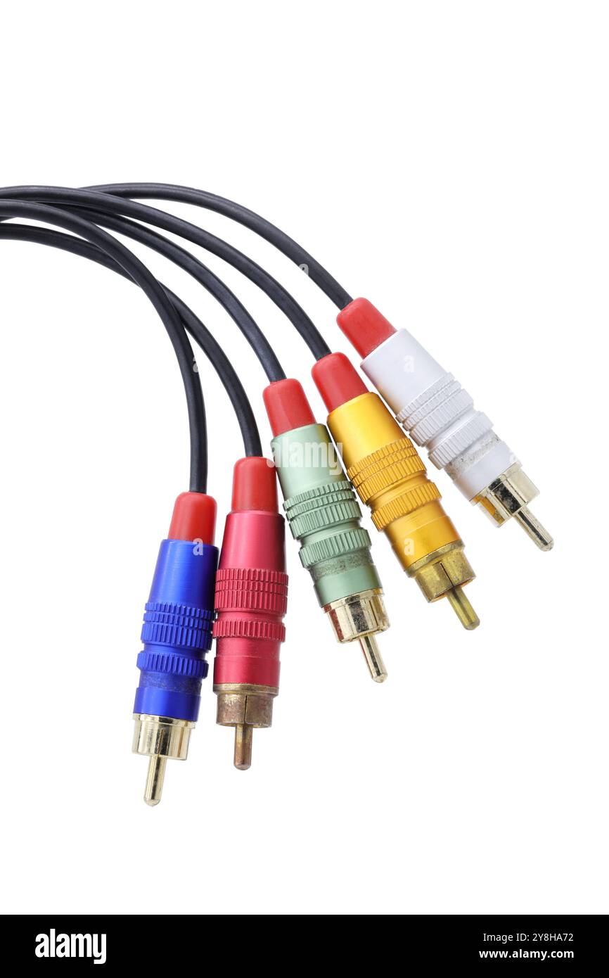 Multicolored AV cable connectors isolated on white background Stock ...