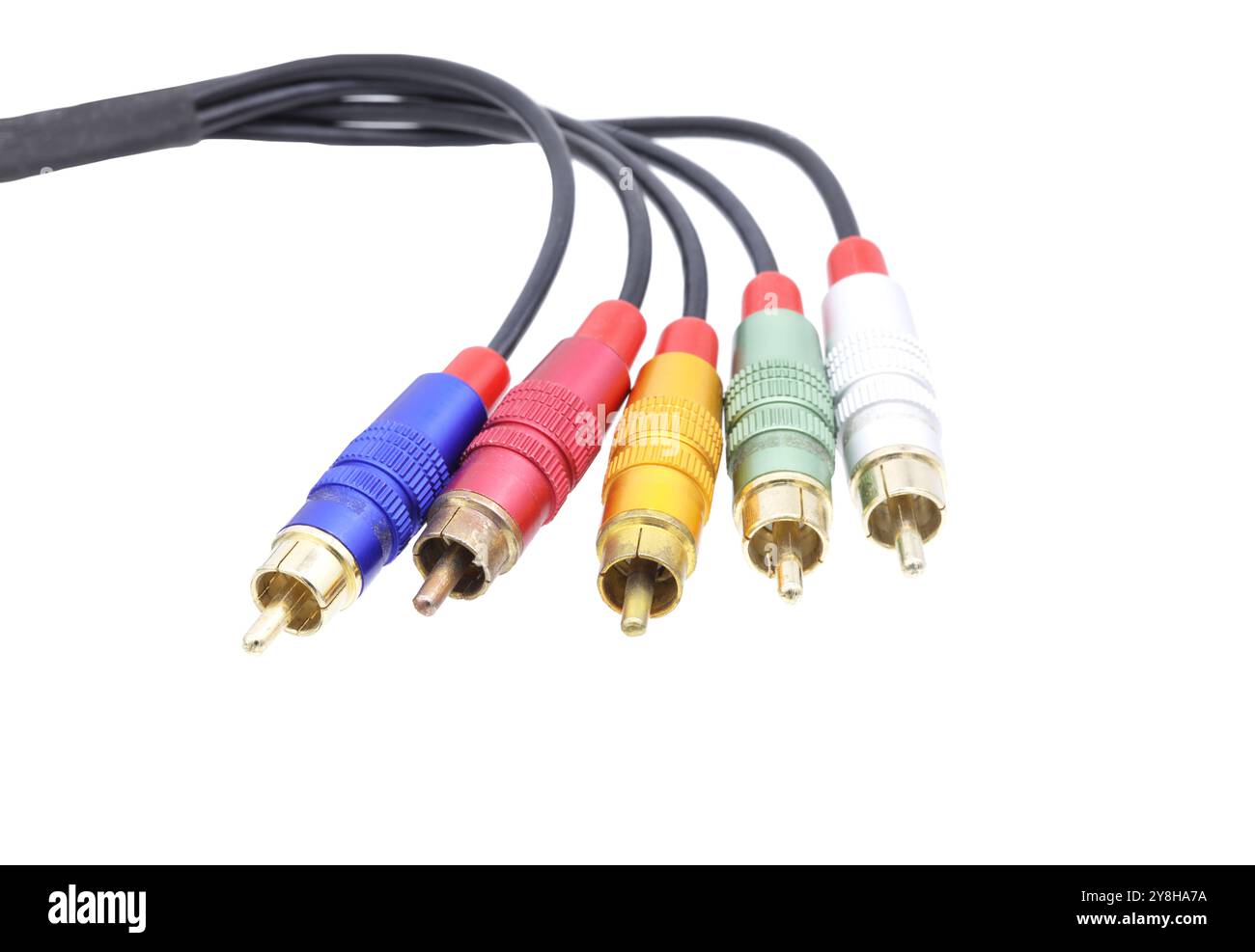 Multicolored AV cable connectors isolated on white background Stock ...