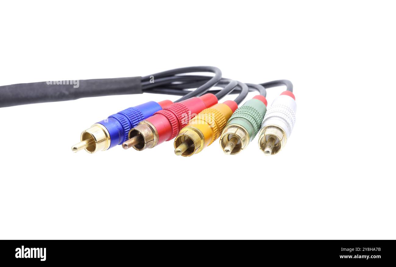 Multicolored AV cable connectors isolated on white background Stock ...