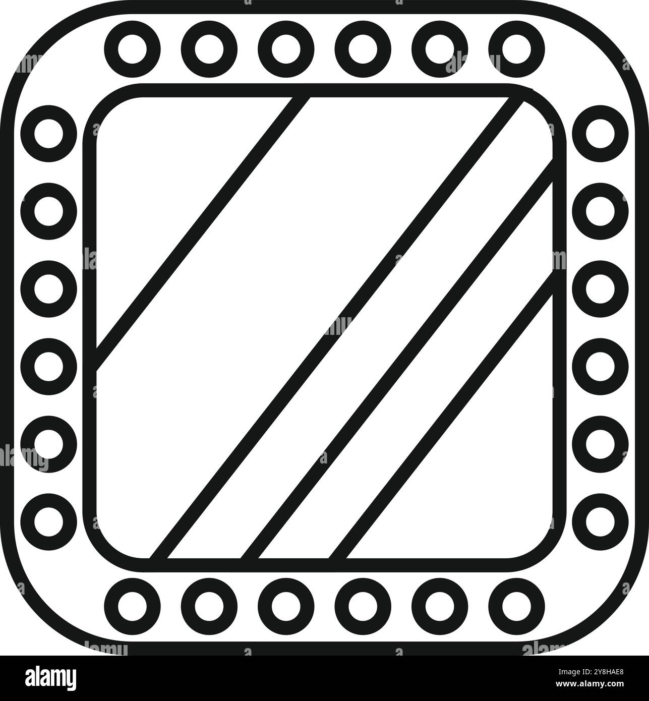 Simple vector icon of a square porthole with rounded corners, behind ...