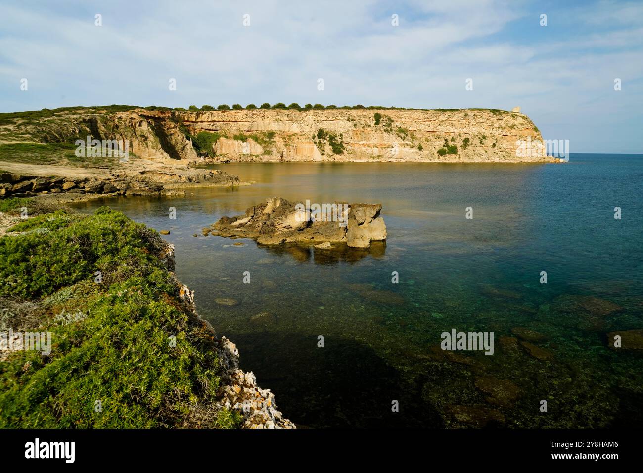 The cliffs of the promontory of Capo Mannu in the Sinis peninsula ...