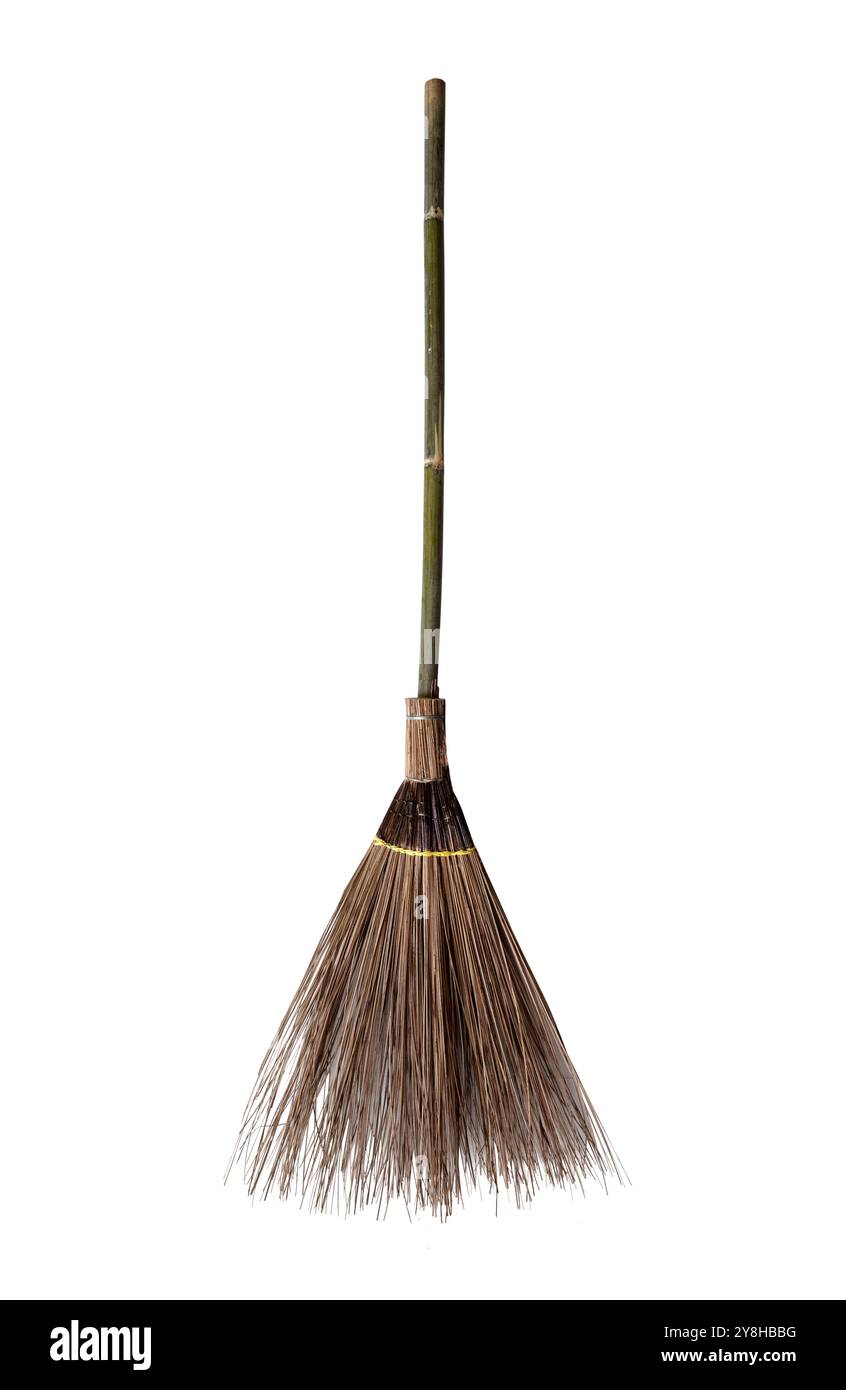 Coconut stick broom isolated on white background Stock Photo - Alamy