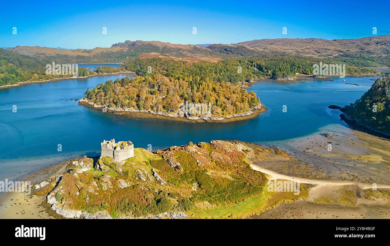 Castle Tioram and Loch Moidart Lochaber Scotland the ruins on a small ...