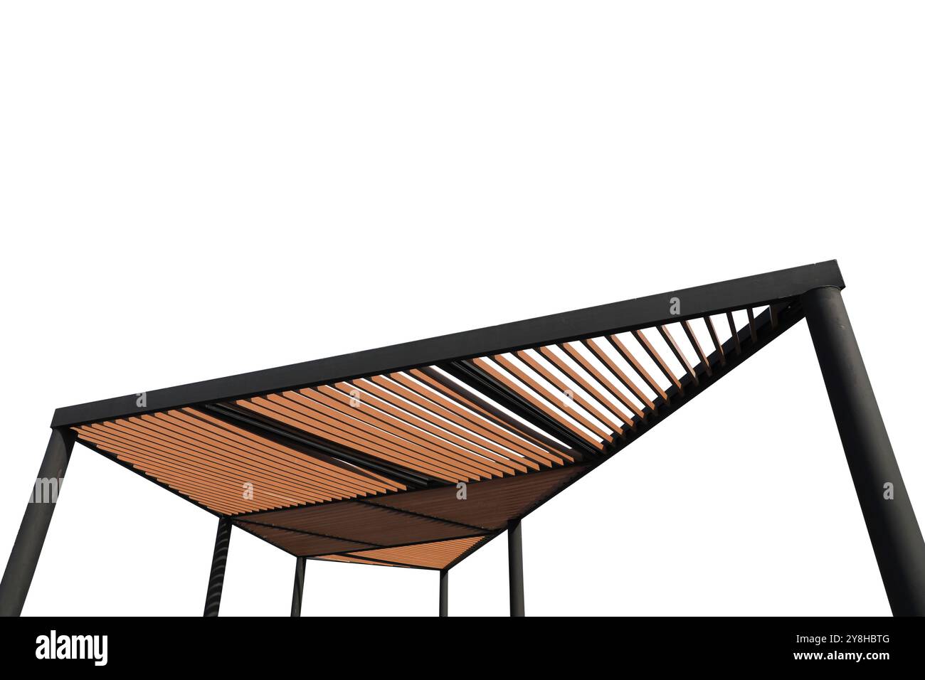 Wooden slats roof isolated on white background. Wooden slat shading ...