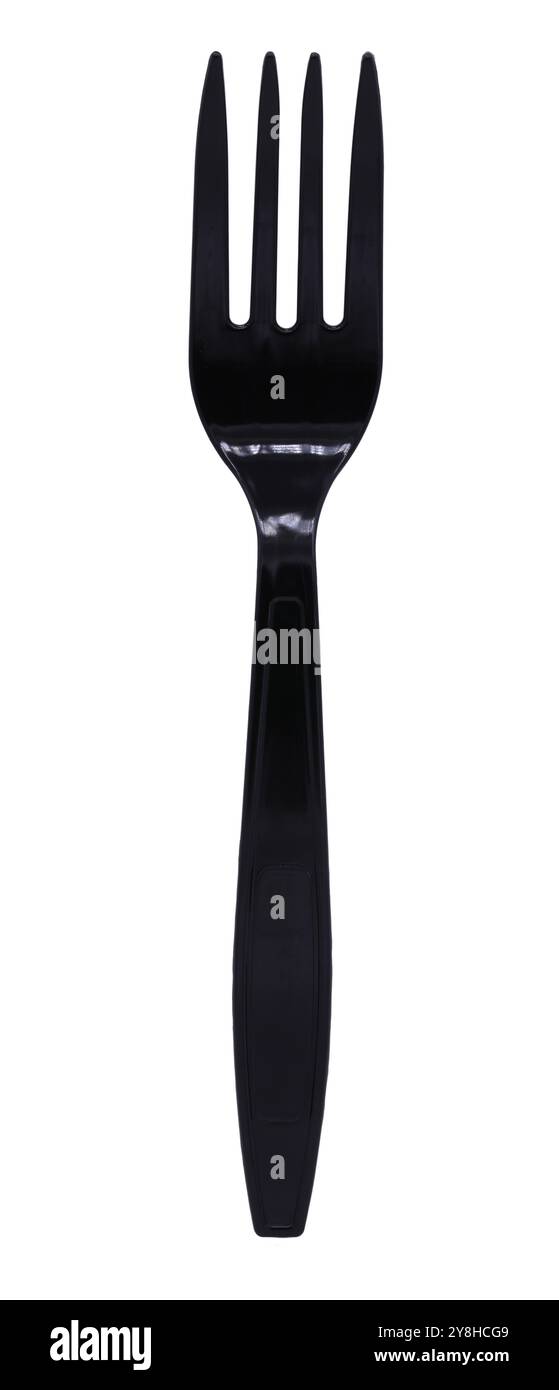 Black plastic fork isolated on white background Stock Photo - Alamy