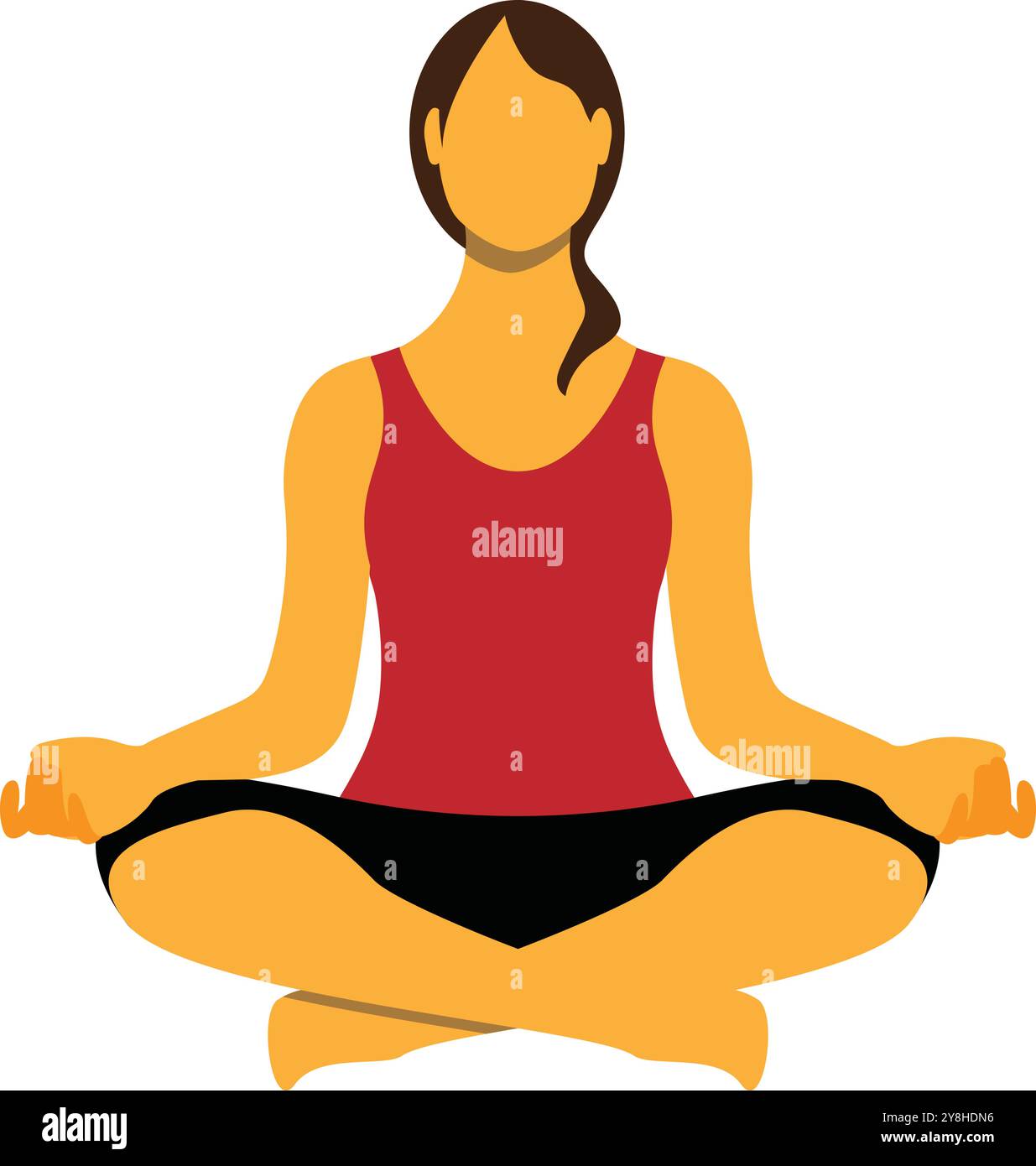 Yoga Woman Meditating with Legs Crossed. A woman in yoga attire and ...