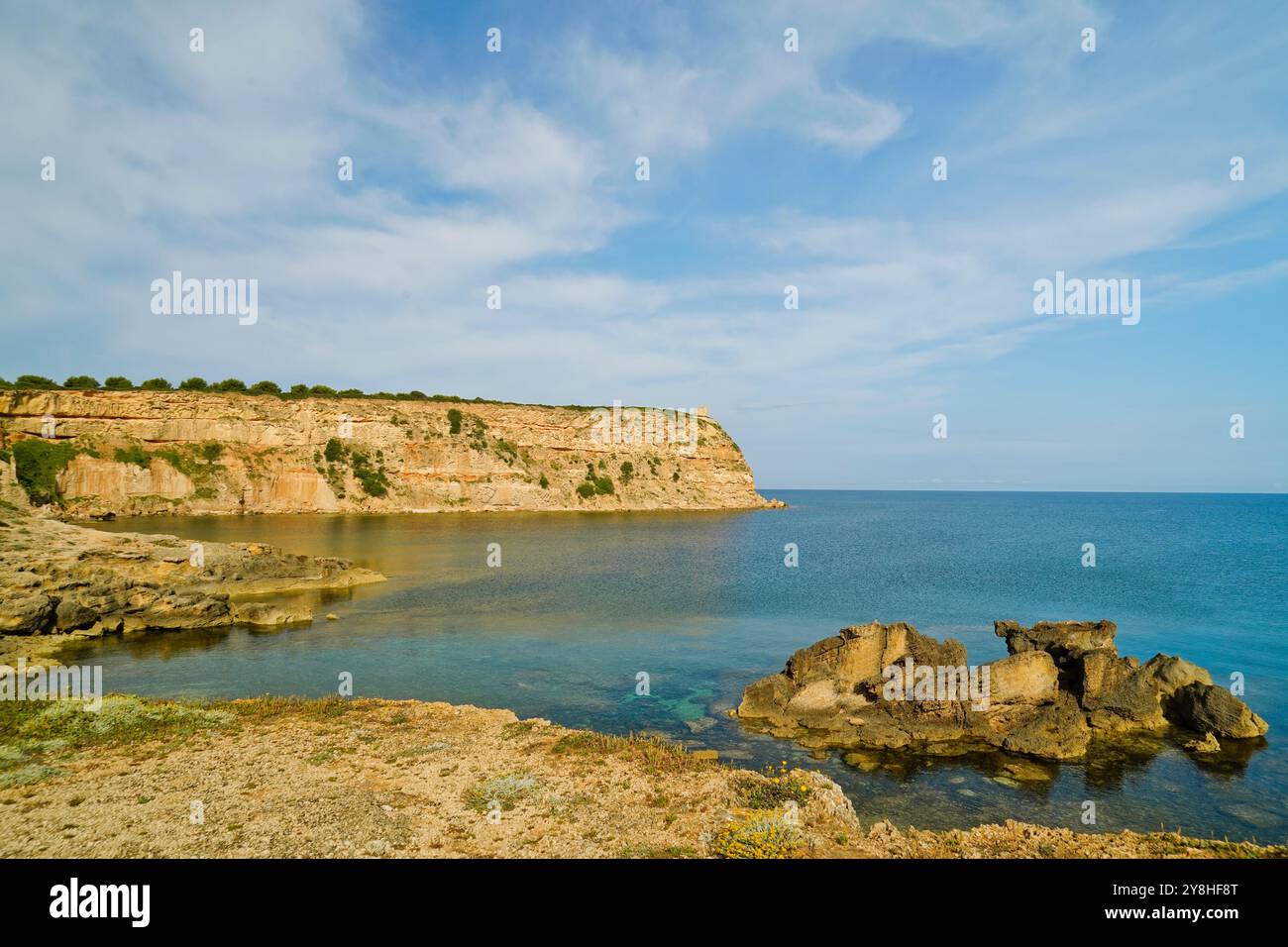 The beach and cliffs of Capo Mannu in the Sinis Peninsula, Province of ...
