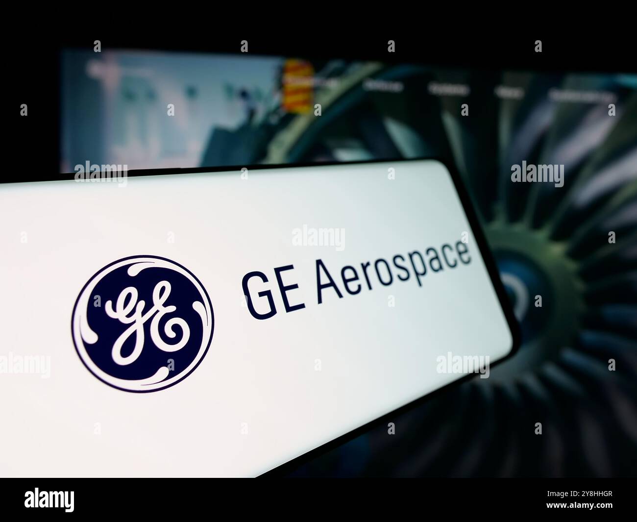 Smartphone with logo of American company GE Aerospace (General Electric ...