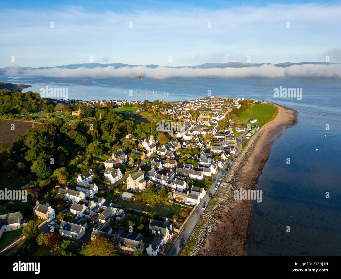 Aerial view from drone of Cromarty town on Black Isle , Ross and ...