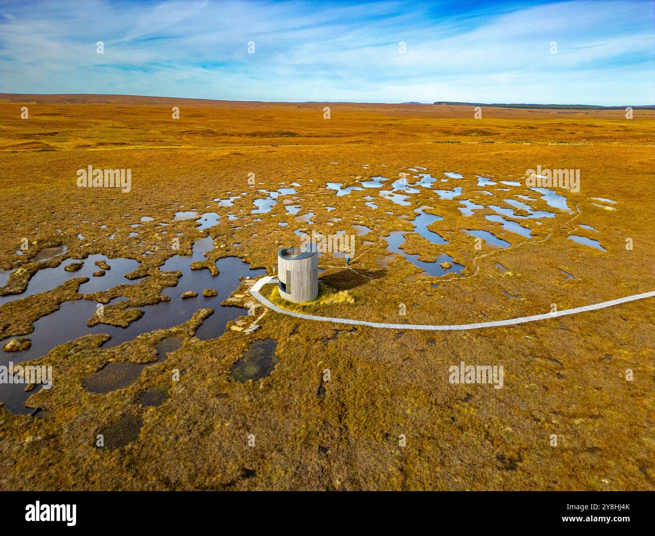 Aerial view from drone of landscape of peat bog in Flow Country a World ...