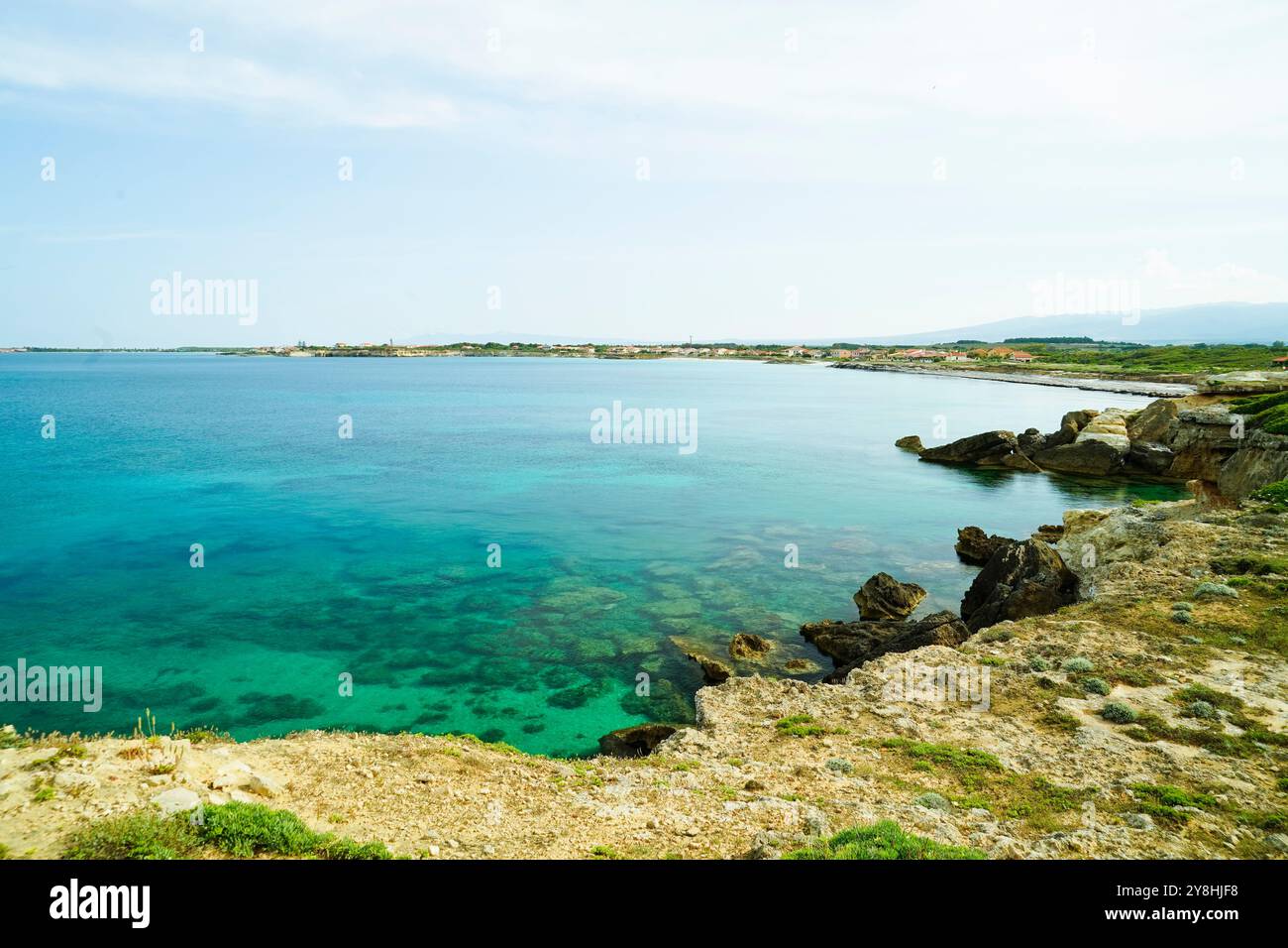 The beach and cliffs of Putzu Idu in the Sinis Peninsula, Province of ...