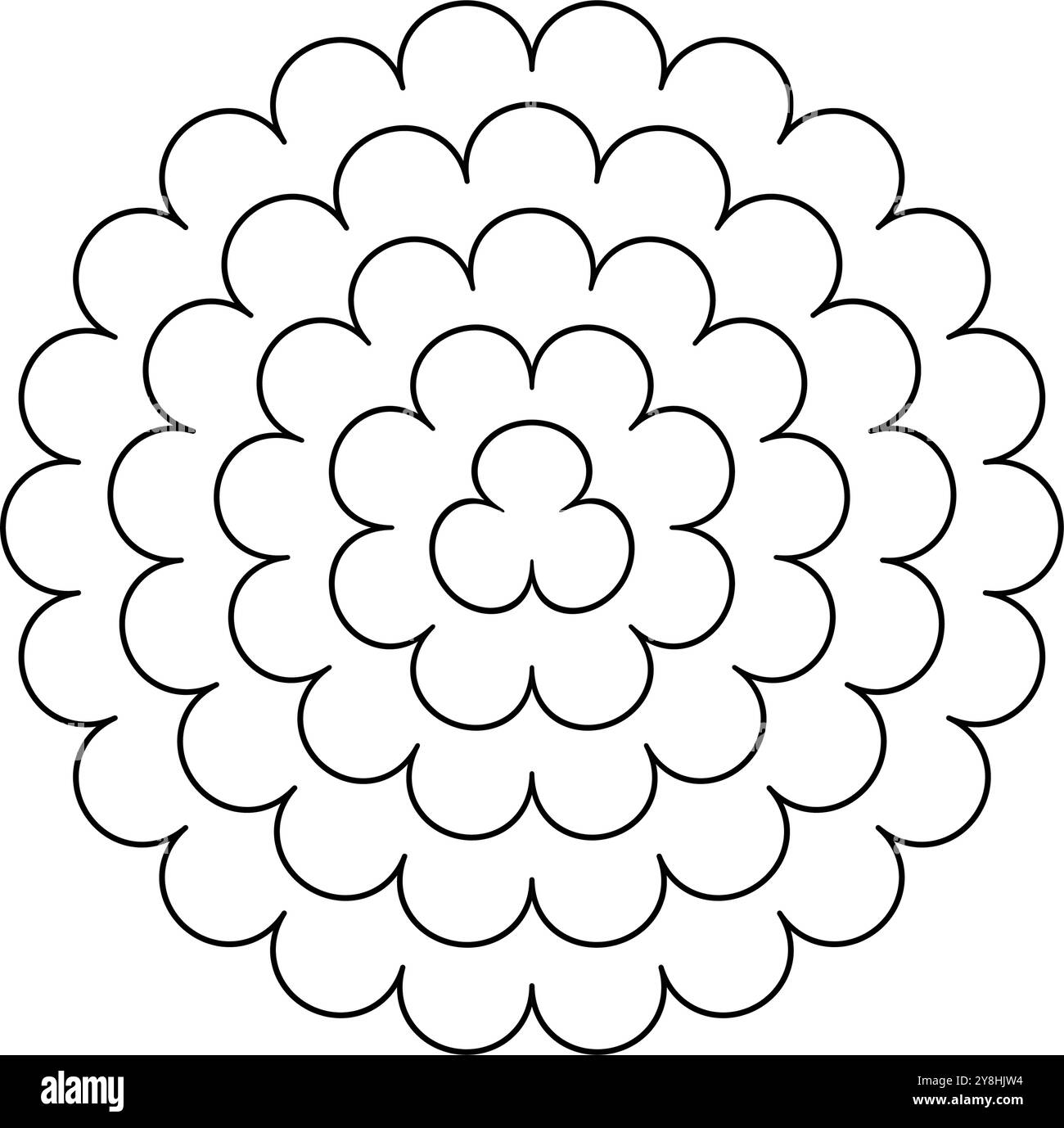 Circle scalloped frame. Scalloped edge round shape border. Simple label ...