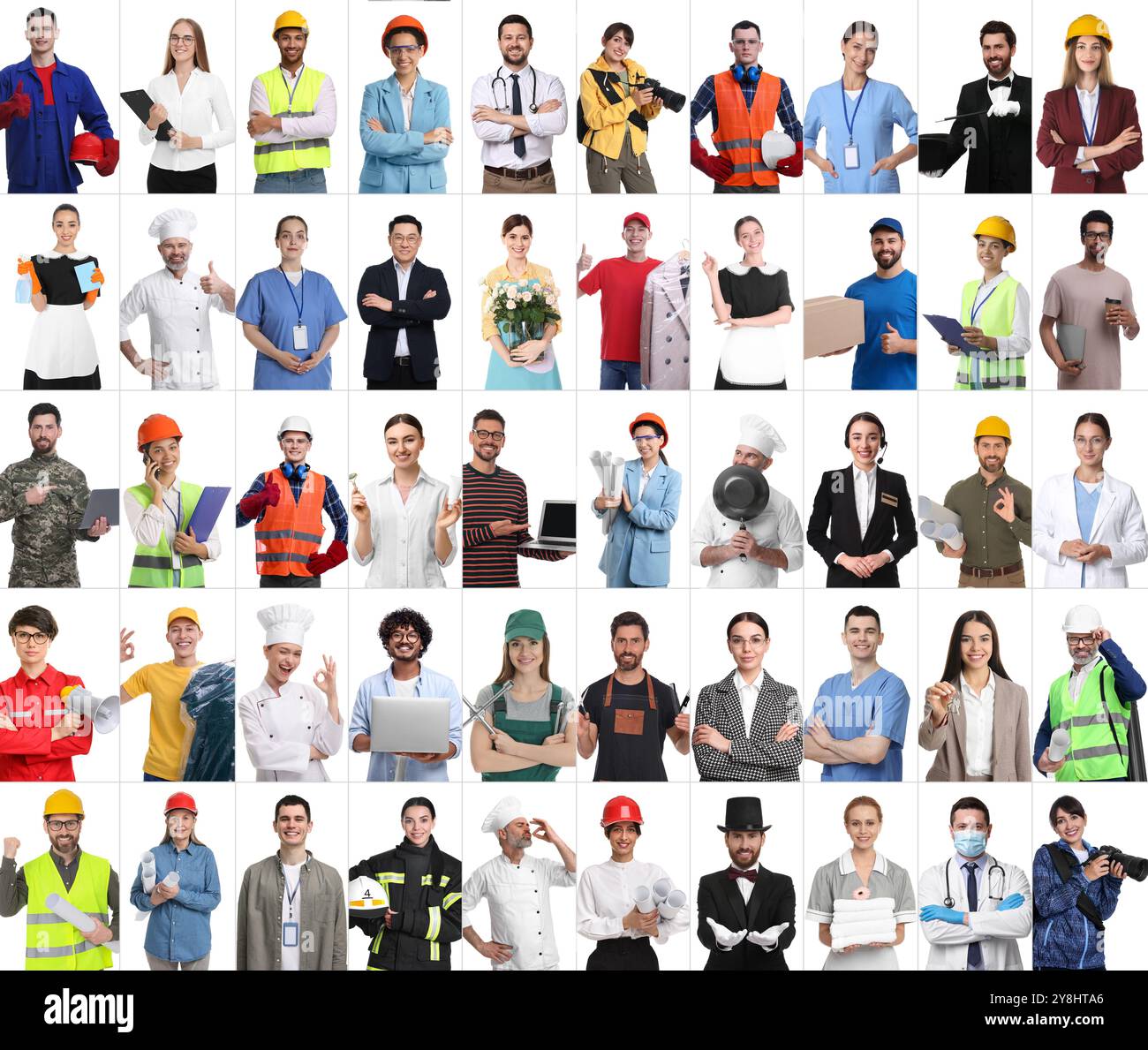 People of different professions on white background, collage Stock ...