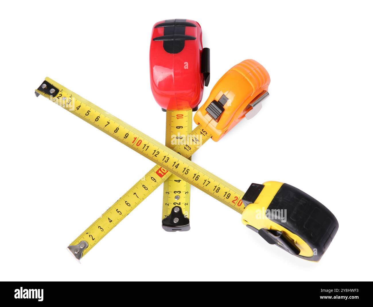 Different measuring tapes isolated on white. Construction tool Stock ...