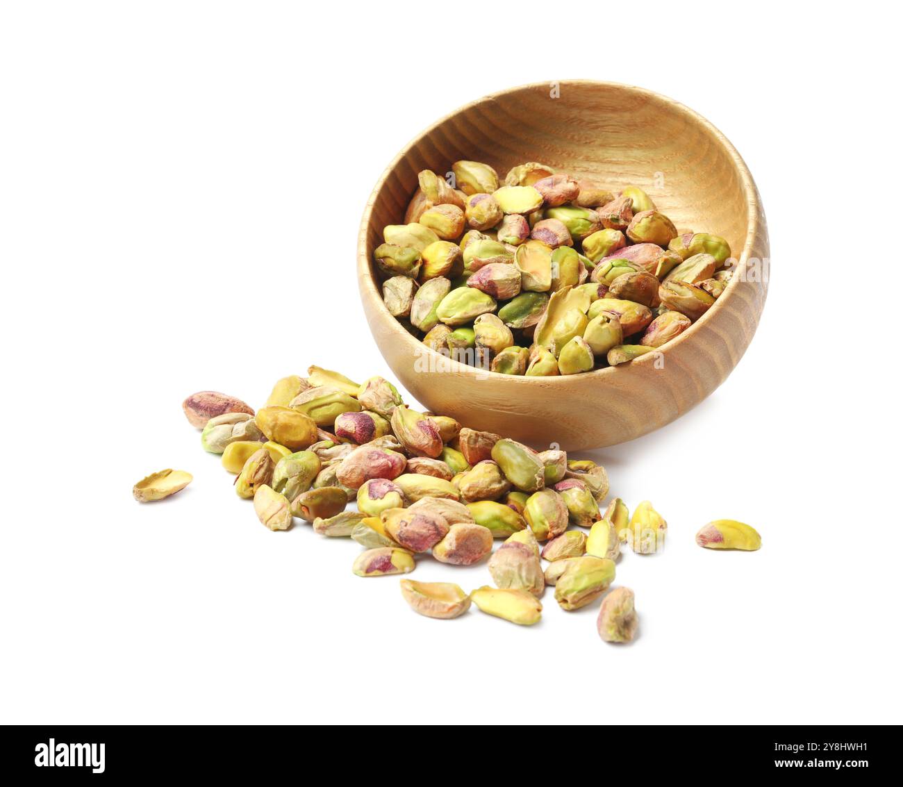 Peeled pistachio nuts in bowl isolated on white Stock Photo - Alamy